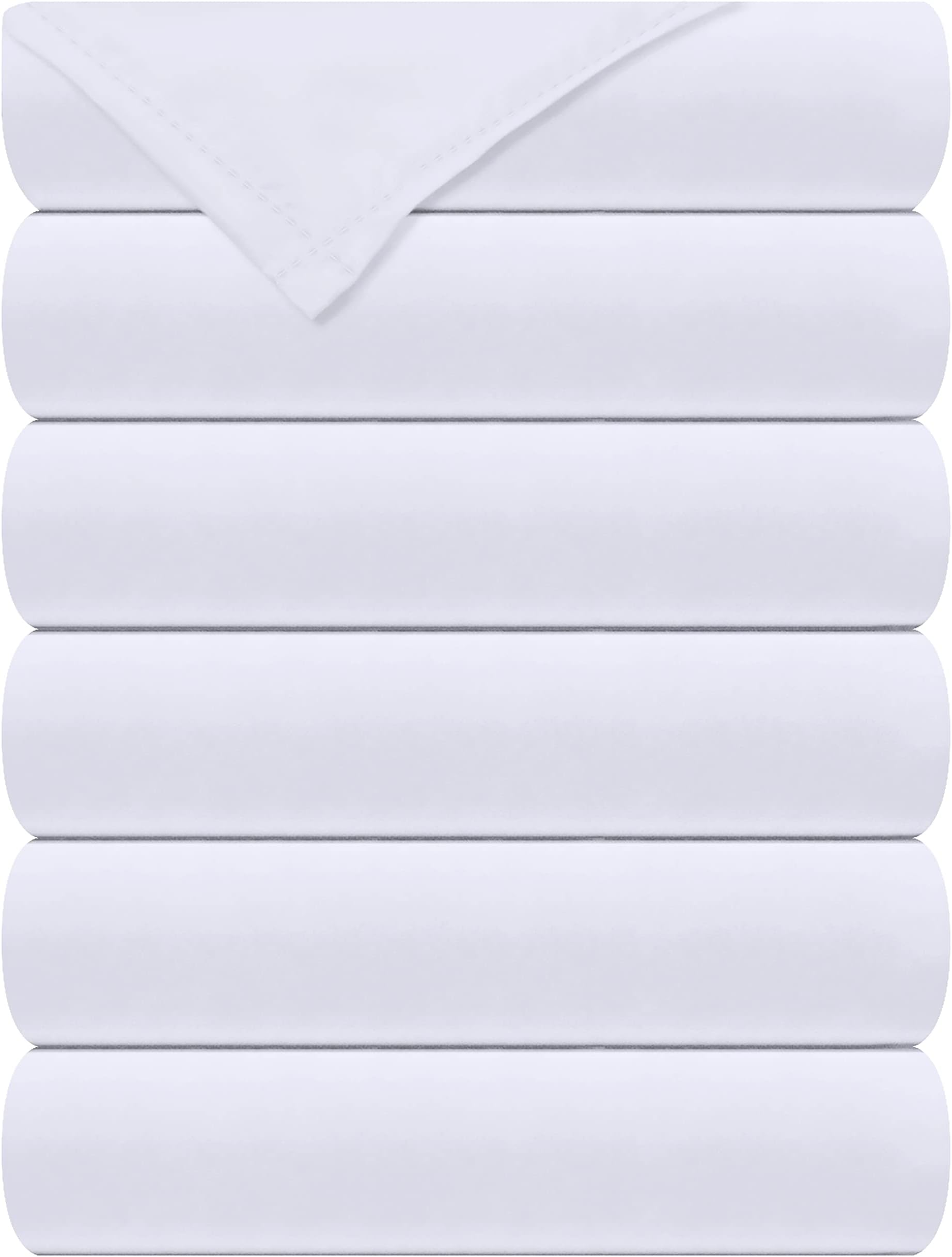 Amazon.com: White Classic Twin Flat Sheets 6 Pack, White Cotton Flat ...