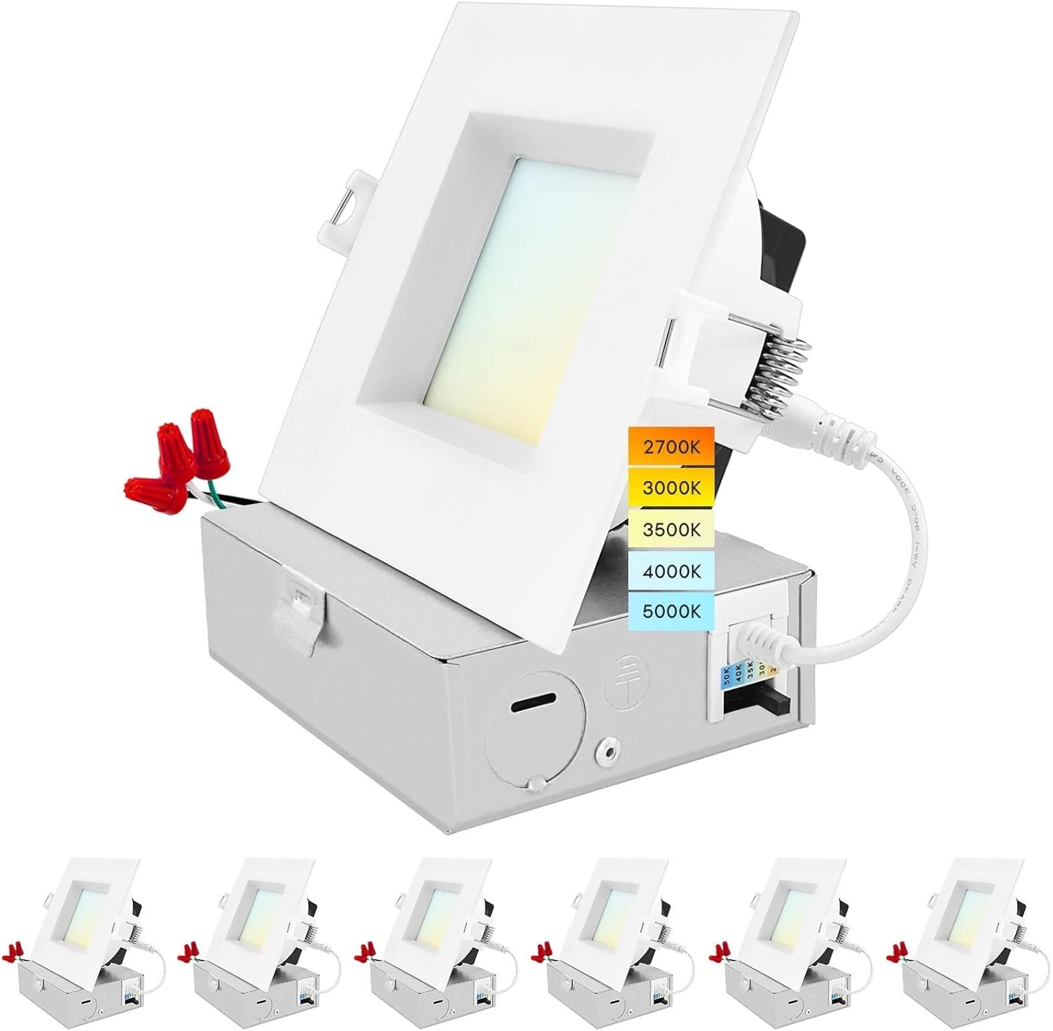 4" Square Led Recessed Ceiling Light 15w 5 Color Selectable Dimmable ...