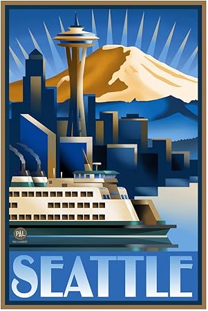 Amazon.com: Art of Place Space Needle Seattle Sunrise Seattle ...