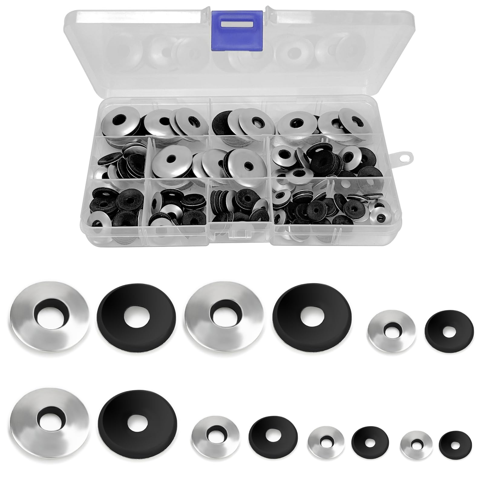 135 Pcs Stainless Steel Neoprene Backed, M4.2/M4.8/M5.5/M6.3/M8 Sealing ...