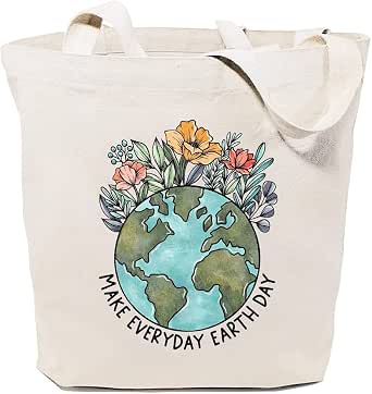 Amazon.com: GXVUIS Make Everyday Earth Day Canvas Tote Bag for Women ...