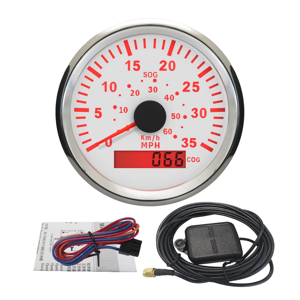 ELING Waterproof GPS Speedometer 0-35 MPH Speedo Gauge Kit for Marine ...