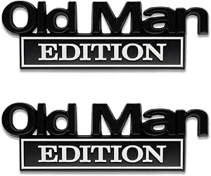 2Pcs Old Man Edition Car Stickers Emblem Metal Badge Bumper Decals for ...