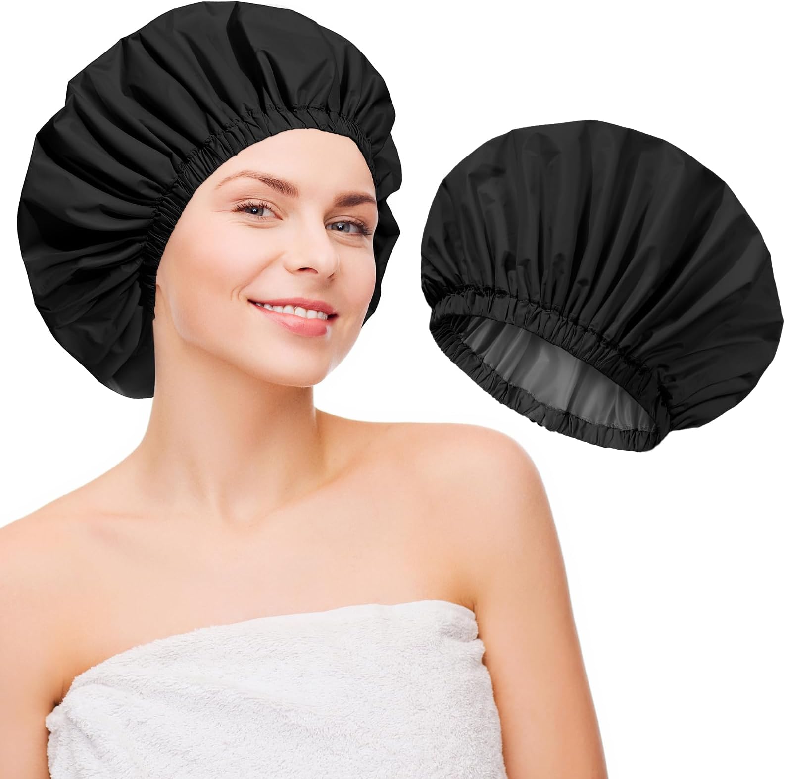 Amazon.com : 2PCS Large Satin Silk Hair Bonnet for Sleeping,Elastic ...