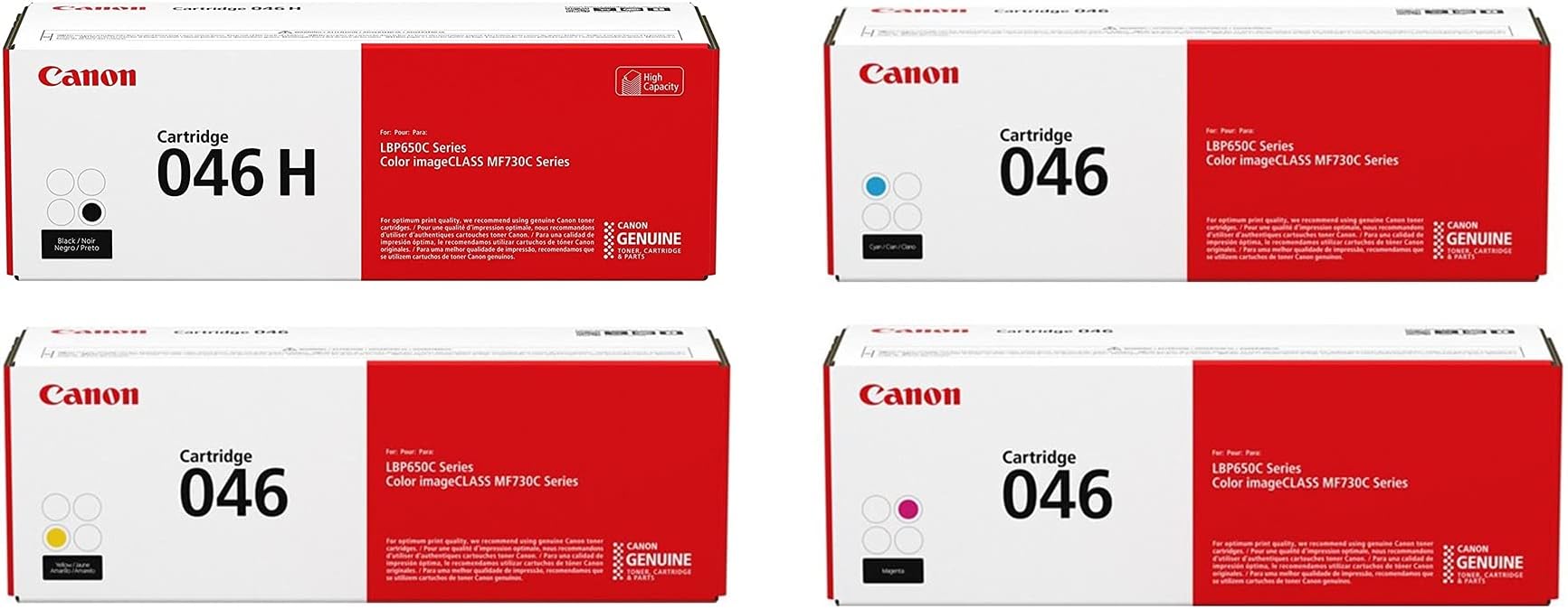 Amazon.com: Canon 046 Laser Toner Cartridge Bundle (Black, Yellow, Magenta, Cyan) in Retail ...