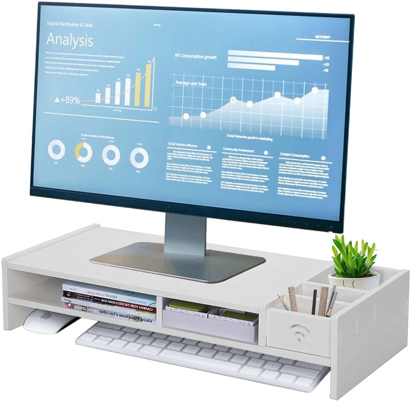 Trintion 2-Tier Monitor Stand with Laptop Holder and Keyboard Stand ...