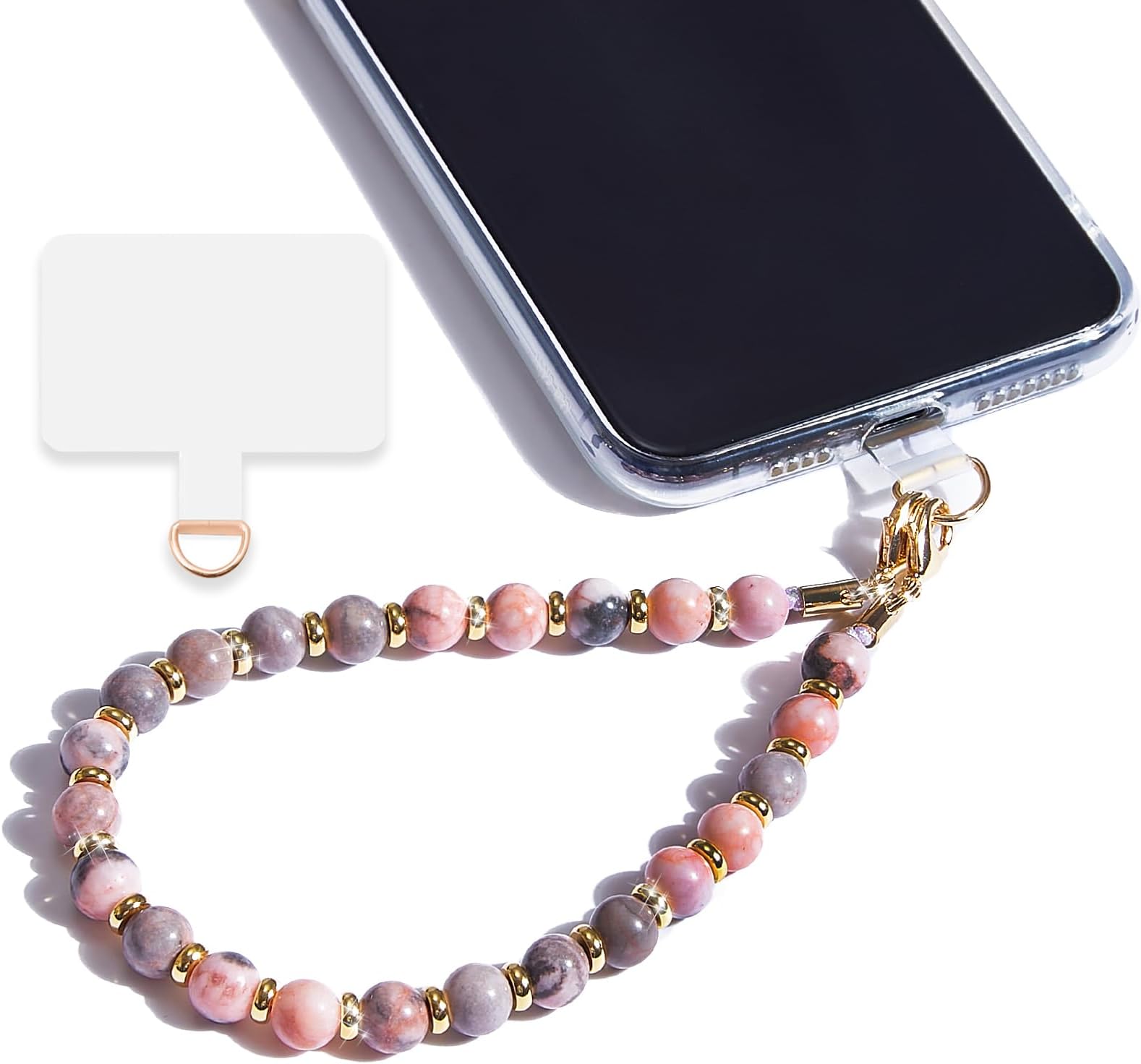 Amazon.com: Lostars Marble Beaded Phone Wrist Strap,Detachable Phone ...