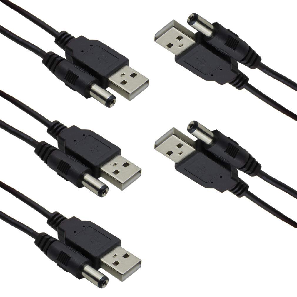 HiLetgo 5pcs USB 2.0 A Male to DC 5.5x2.1mm 5 Volt DC Connector Charge ...