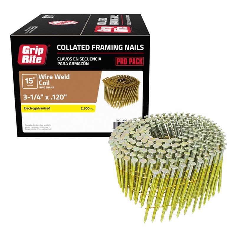 Amazon.com: Primesource Building Grip-Rite 3-1/4 in. 11 Ga. Angled Coil ...