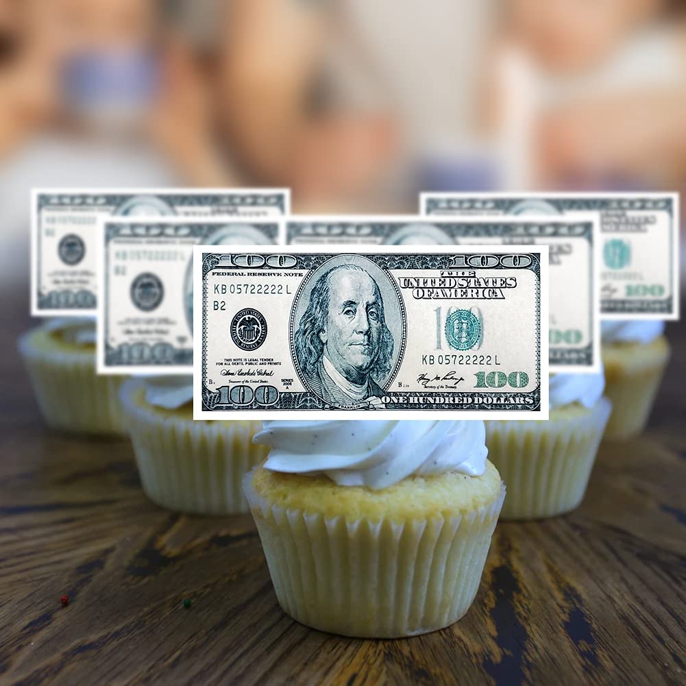 Buy Tiokkut 50 Pcs Edible Dollar Cake Decorations - New 100 Dollar Bill ...