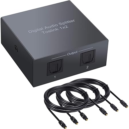 LiNKFOR Optical Audio Splitter 1x2 SPDIF Toslink Optical Splitter with ...