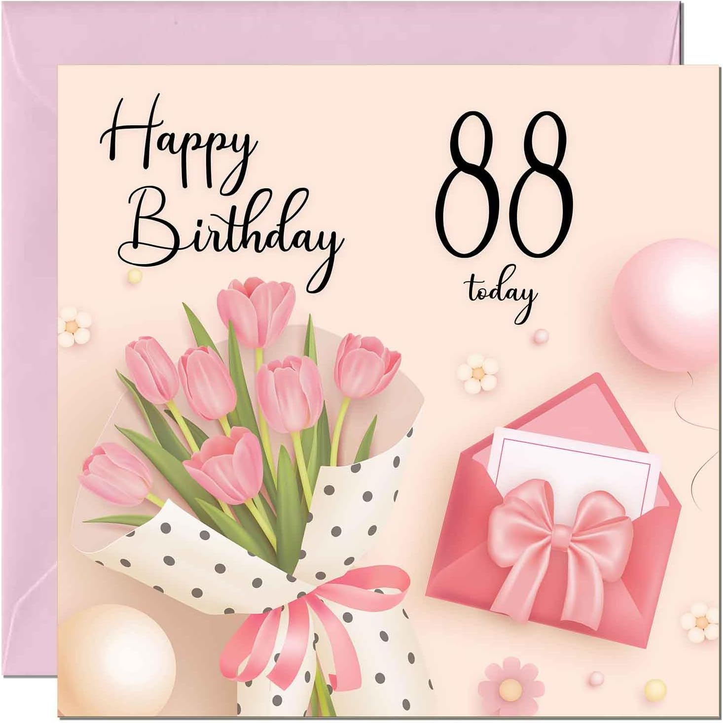88th Birthday Card for Women - Ladies Pink floral Birthday Cards for ...