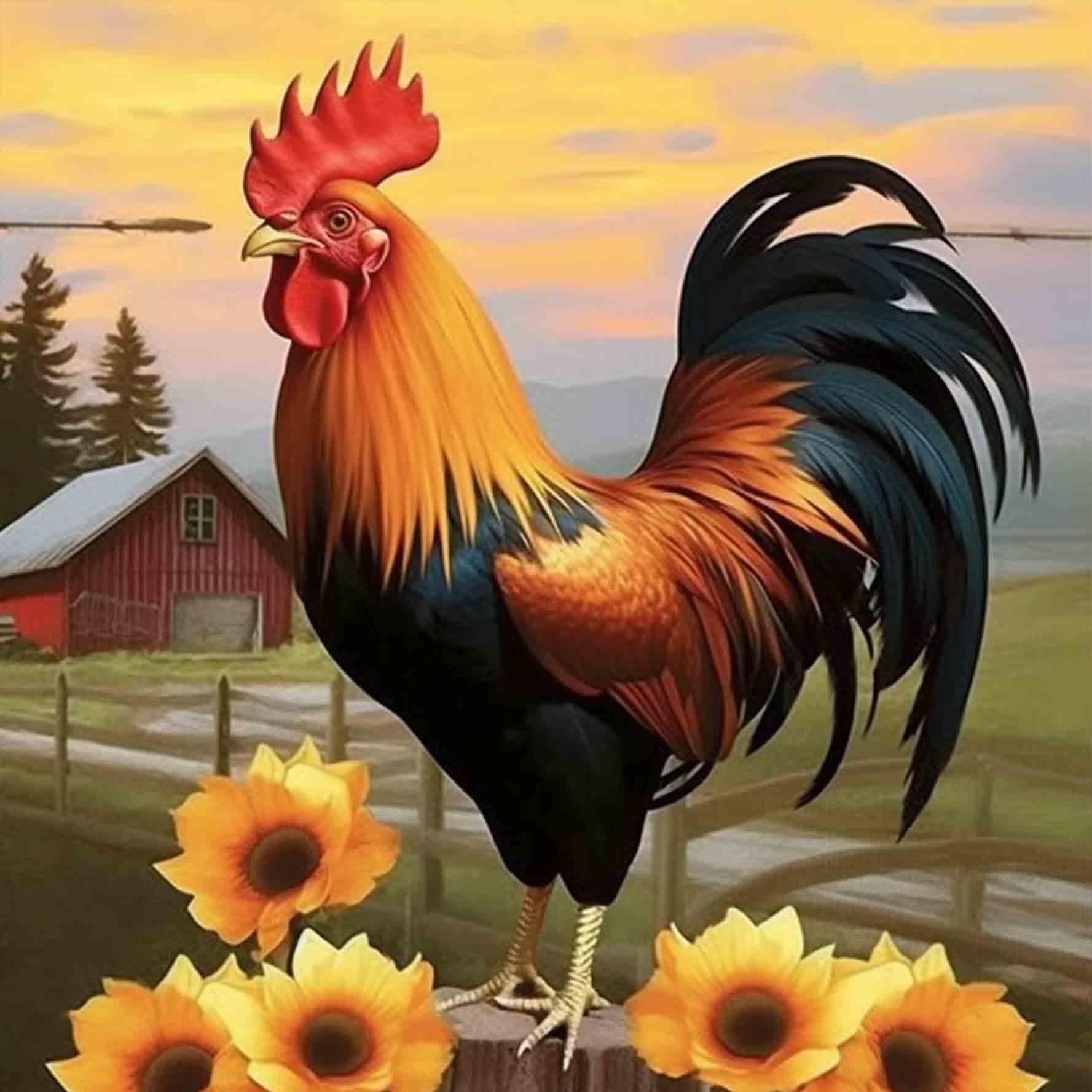 Amazon.com: Bimkole 5D Diamond Painting Kits Rooster, Full Drill Animal ...