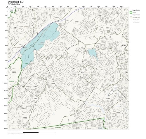 ZIP Code Wall Map of Westfield, NJ ZIP Code Map Laminated: Amazon.com ...