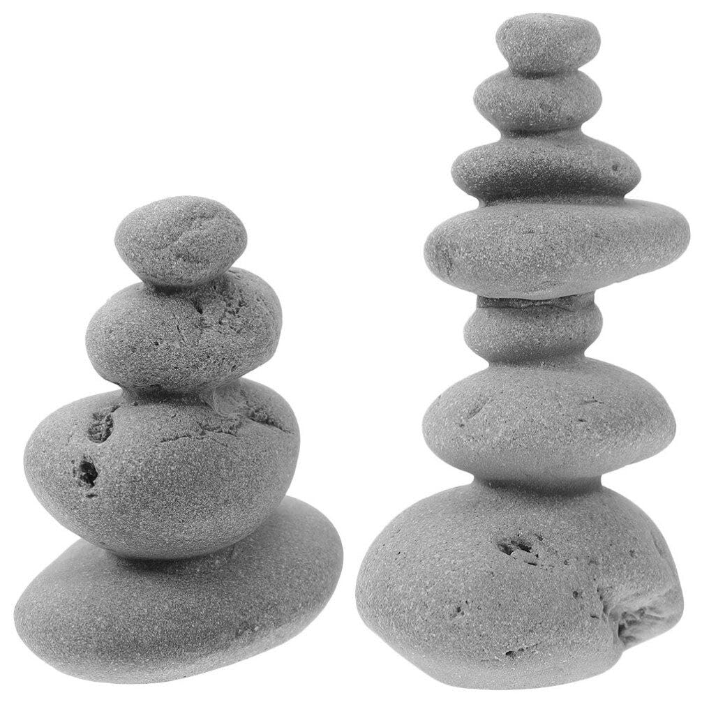 Amazon.com: Garden Decore 2pcs Stacking Stone Statue Handmade Rocks ...