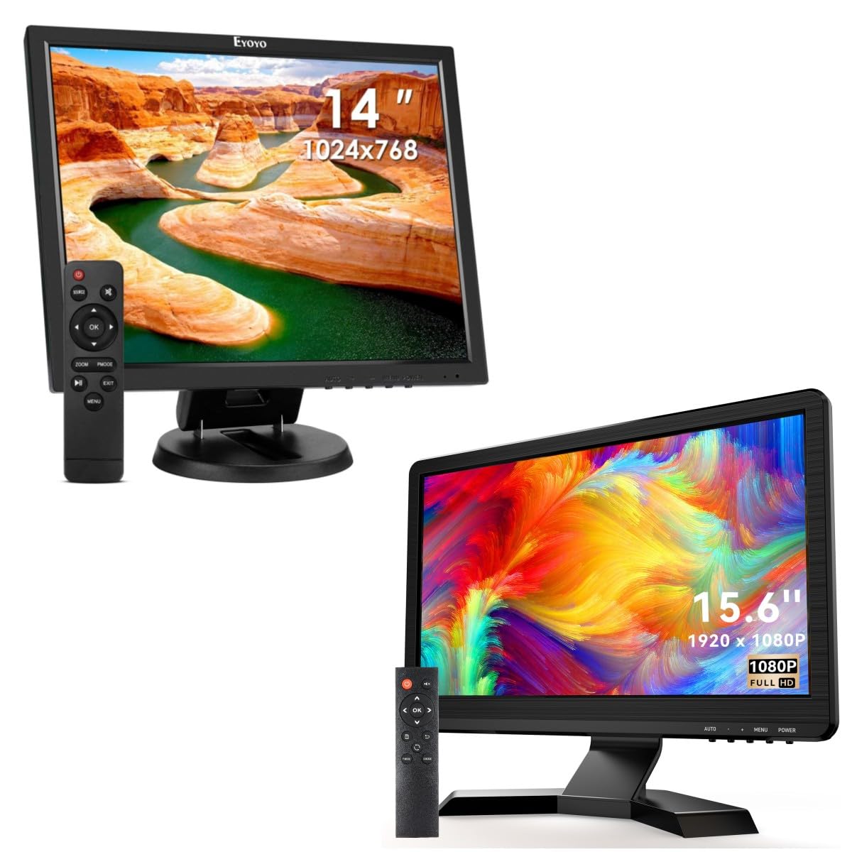 Amazon.com: Eyoyo 15.6 inch HDMI Moniotr and 14 inch CCTV Monitor ...