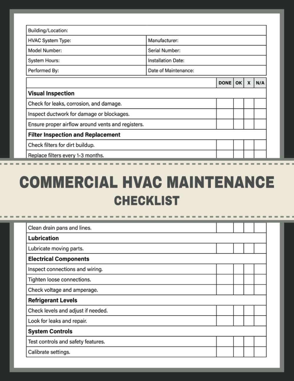 Buy Commercial HVAC Maintenance Checklist: Heating, Ventilation and Air ...