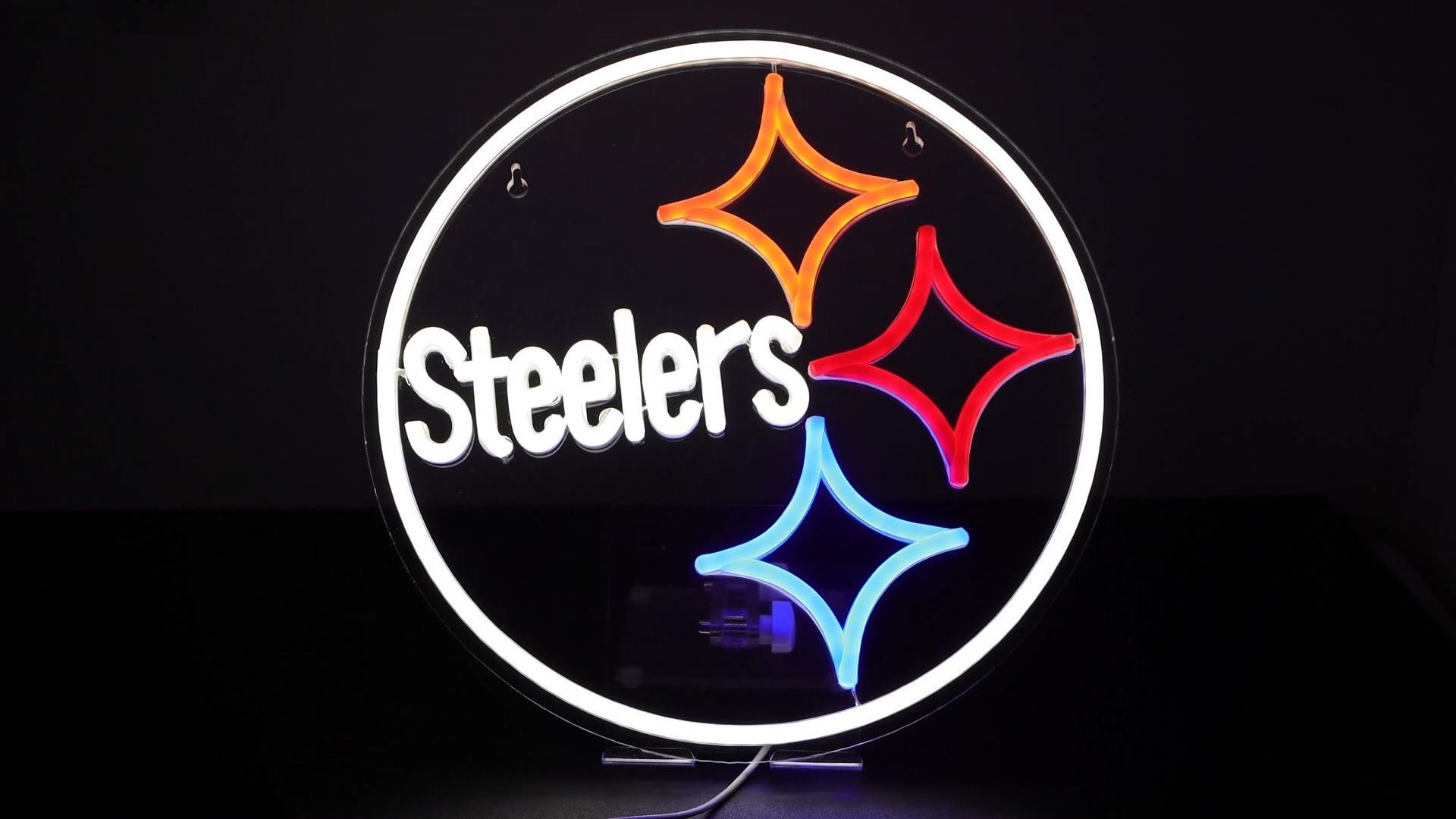 Pittsburgh Steelers Neon Logo Queen Sense 12"x12" Pittsburghs Sports