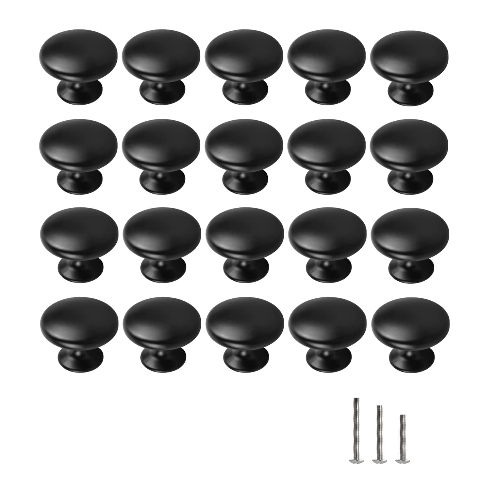 OctinPris 20x Matt Black Cabinet Hardware Round Mushroom Knob Drawer ...