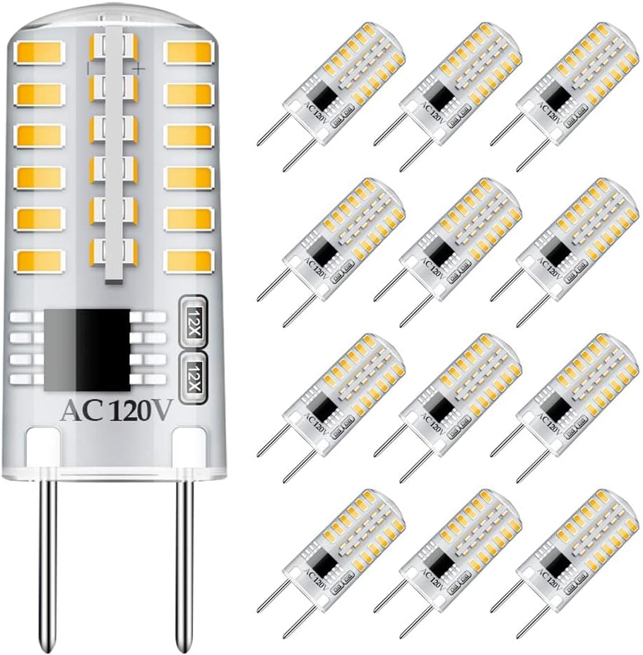 DUMILOO 12-Pack G8 LED Bulb Dimmable, G8 Bi-Pin Base, 3W 120V 20W 25W ...