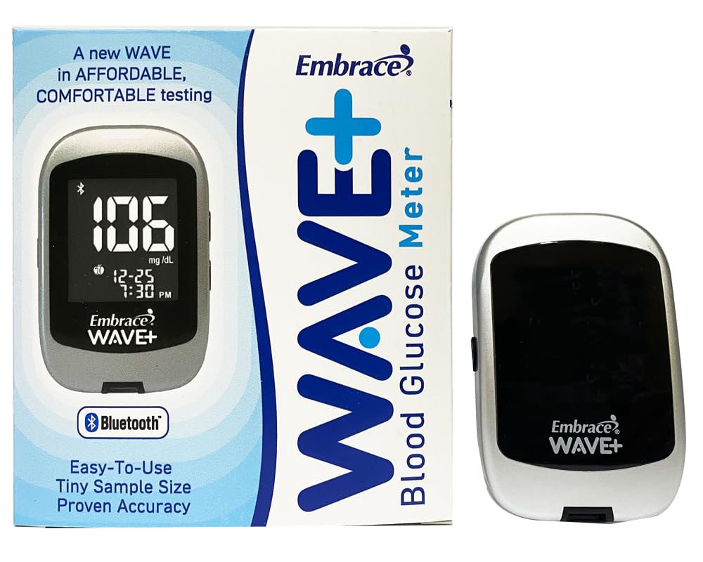 Amazon.com: Embrace WAVE+ Bluetooth Blood Glucose Meter Only : Health ...