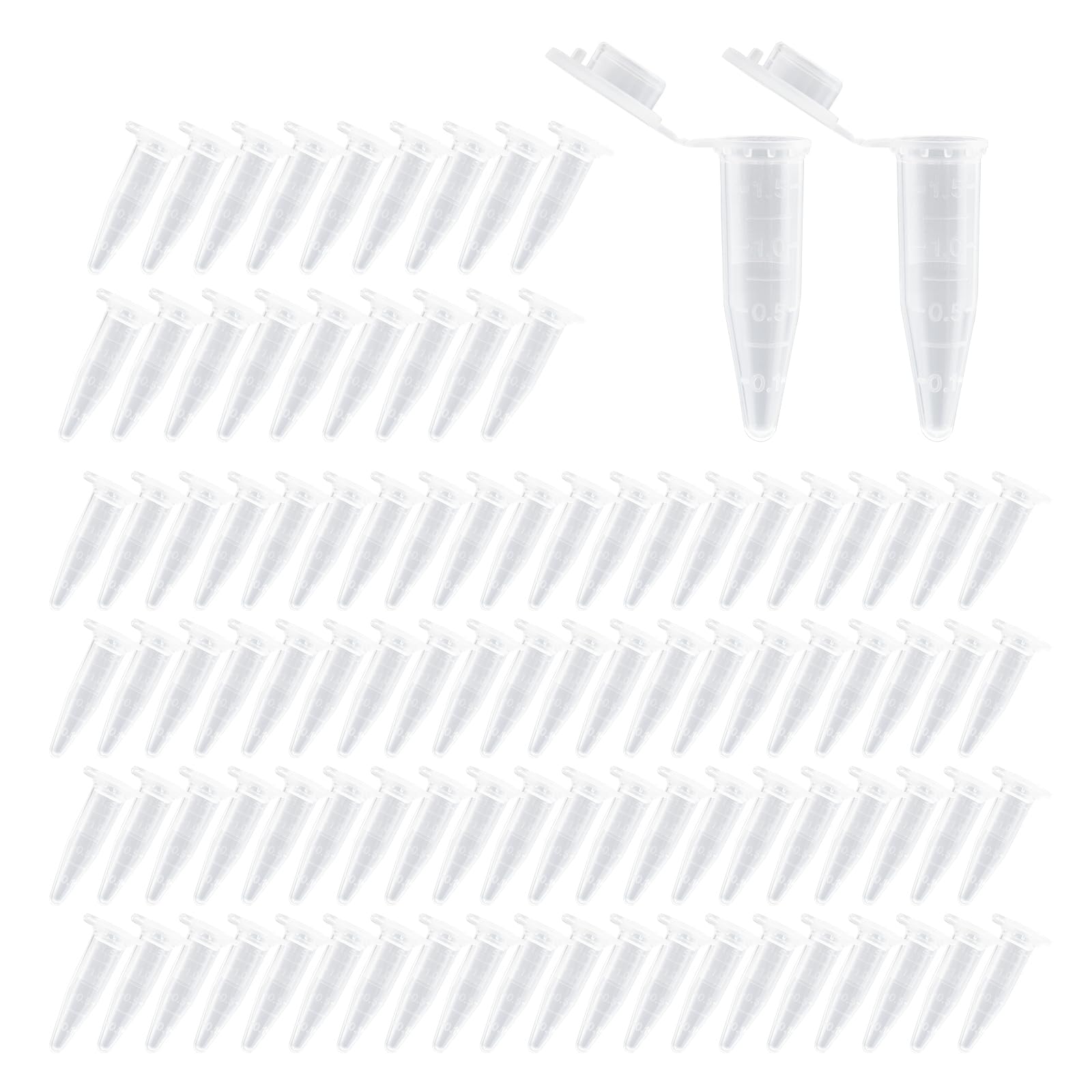 CIXLOGIC 100pcs 1.5ml Micro Test Sample Vial Clear Conical Microtube ...
