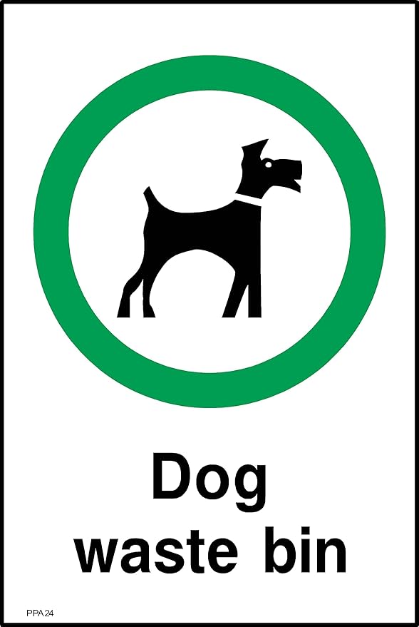 Dog Waste Bin Sign - 75mm x 100mm - Self Adhesive Sticker (PPA24 ...