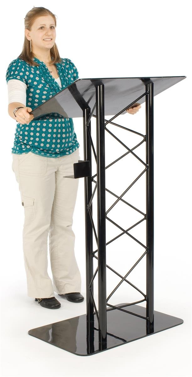 Displays2go Black Aluminum Displays2go Truss Lectern Podium Stand With ...