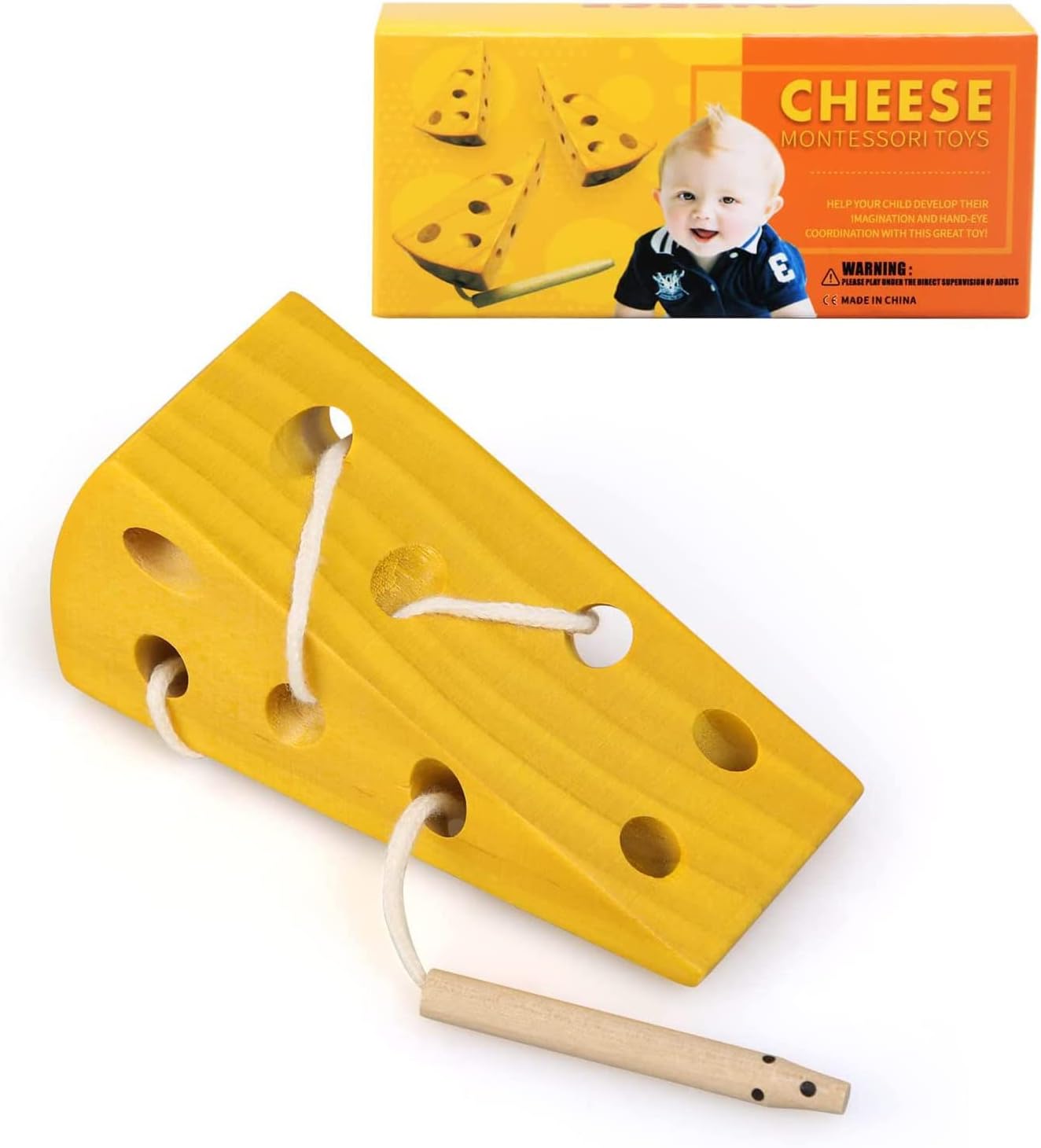 Joylife Wooden Cheese Threading Lacing Toys, Wood Block Puzzle ...