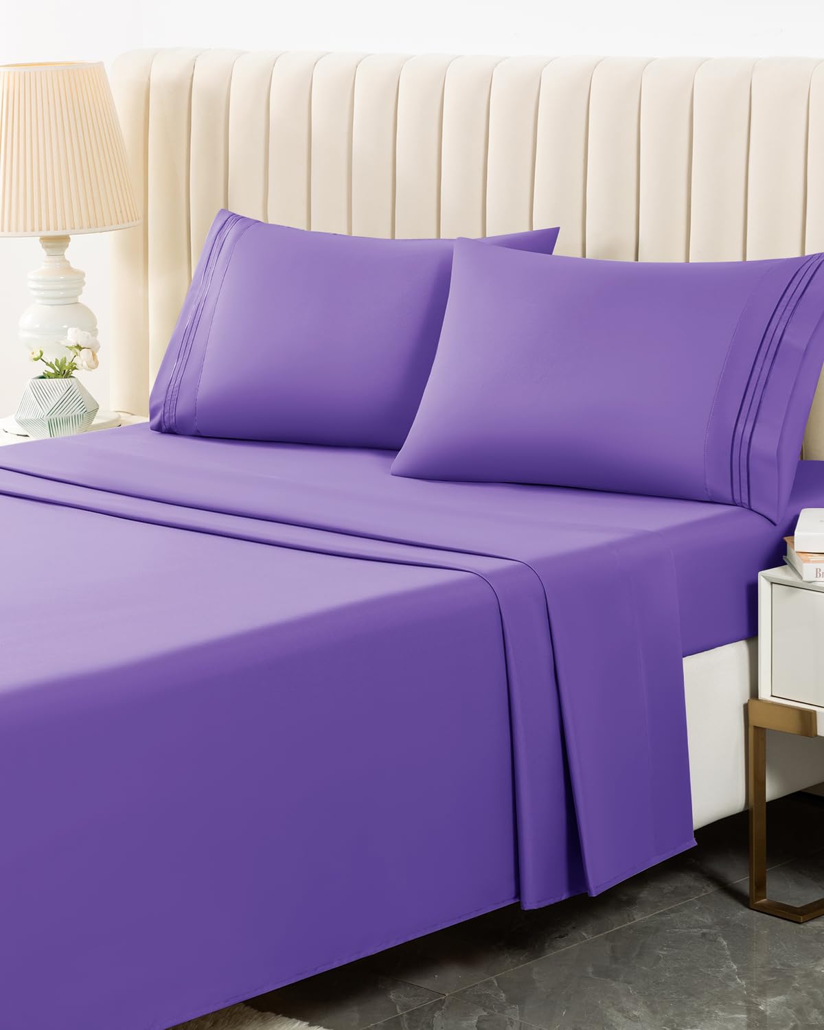 Amazon.com: MISSQ 4-Piece Queen Sheet Set - 1800 Thread Count ...
