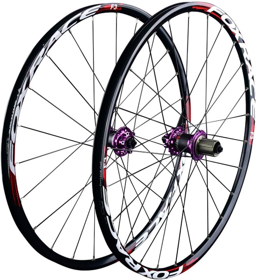 Amazon.com : Mountain Bike Wheelset 26" 27" Bike Double Wall Wheel Set Alloy Rim Carbon Fiber ...