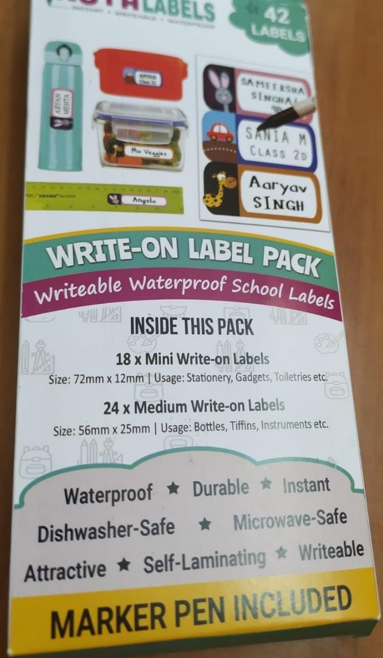 66 Write-on Waterproof Stickers for Kids in 3 Sizes | Self-Laminating ...