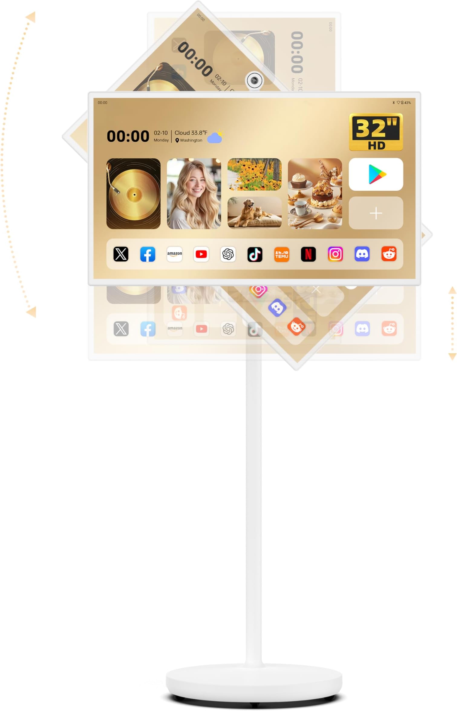 Amazon.com: OneScreen Wandr 32” Portable Smart TV Monitor with 4K LED Touchscreen Display ...