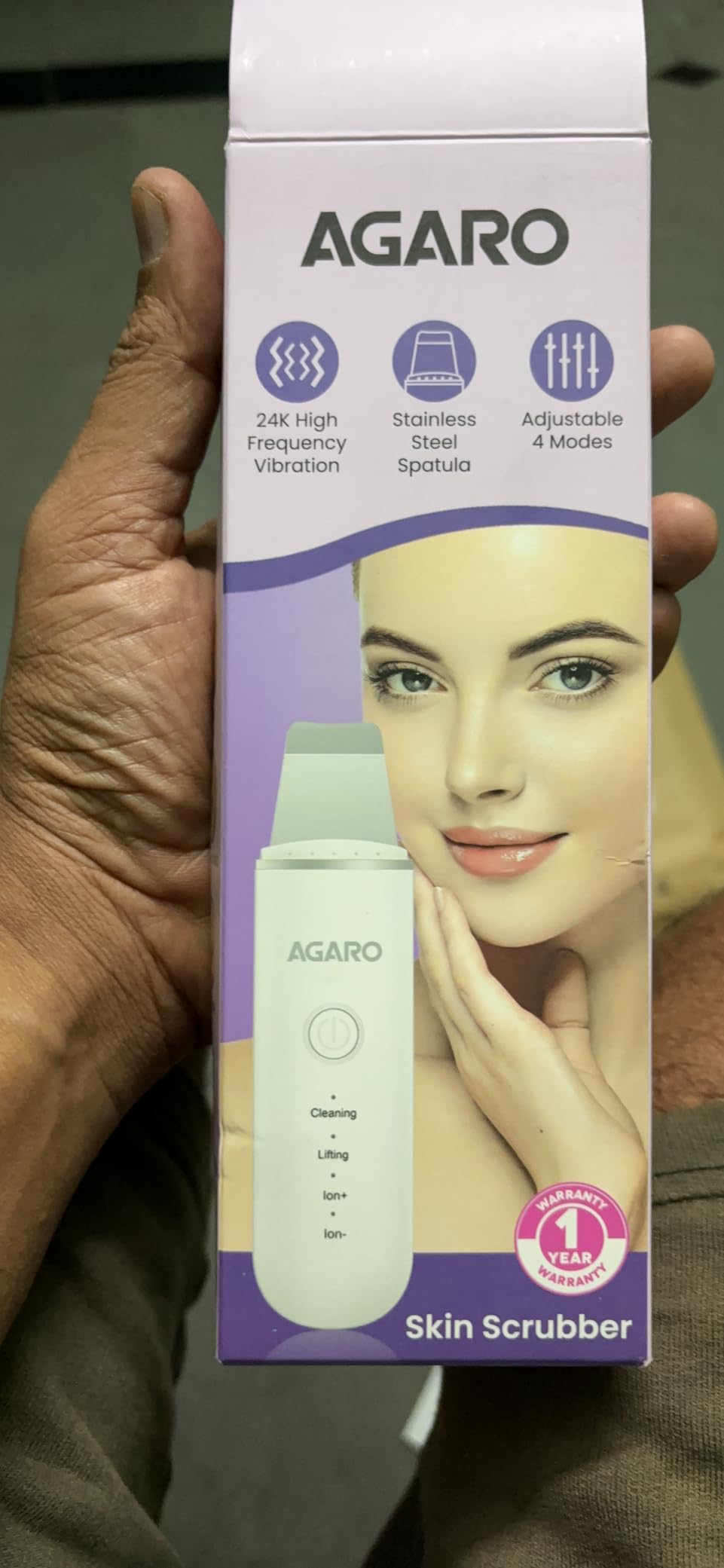 AGARO Ultrasonic Facial Skin Scrubber for Wet Skin, Blackheads Remover ...