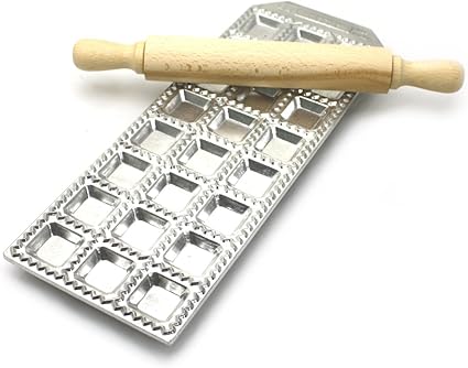 Amazon.com: Risoli Aluminum Square Ravioli Maker with Rolling Pin, 24 ...