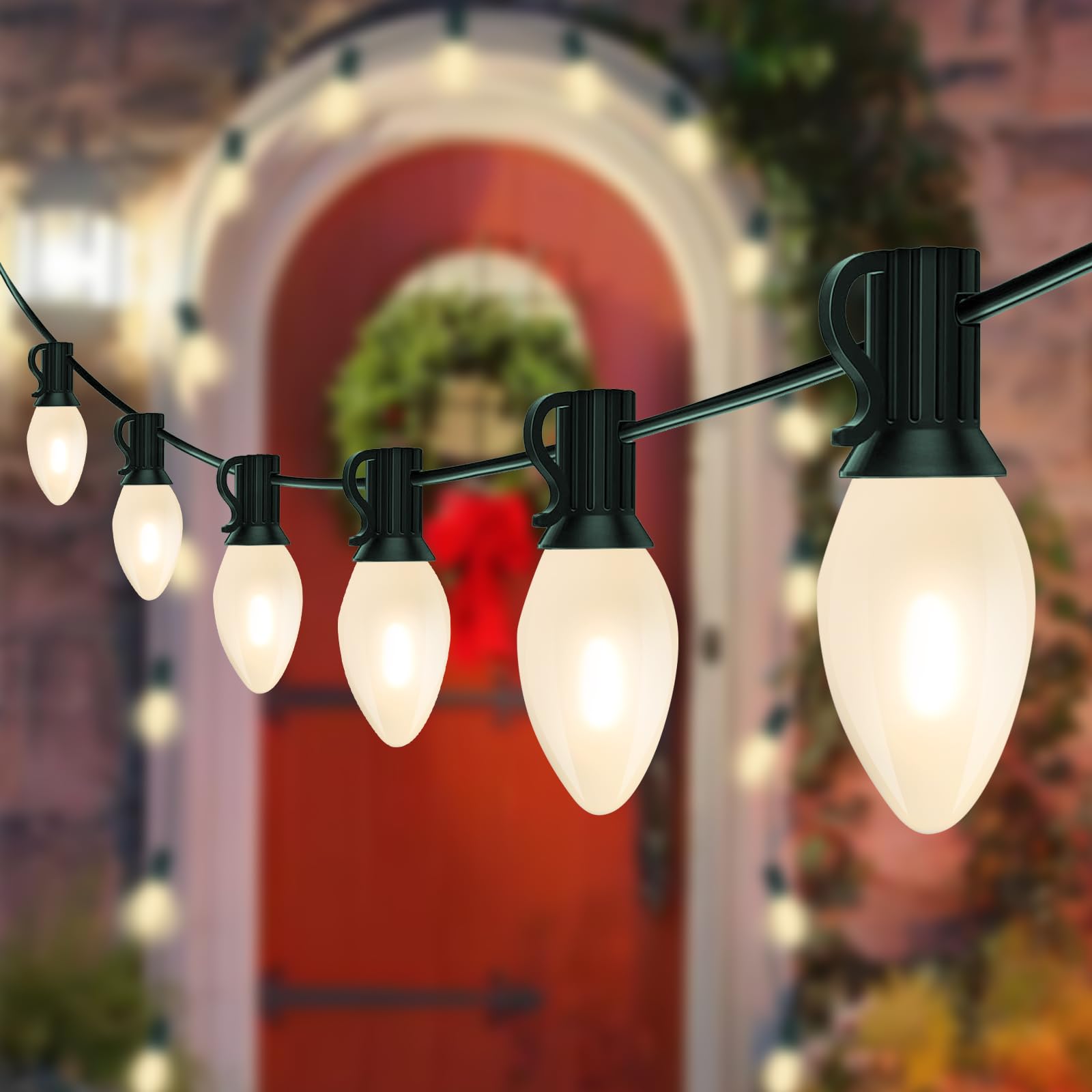 Amazon.com: C7 Christmas Lights Outdoor, Led Frosted White Outdoor ...