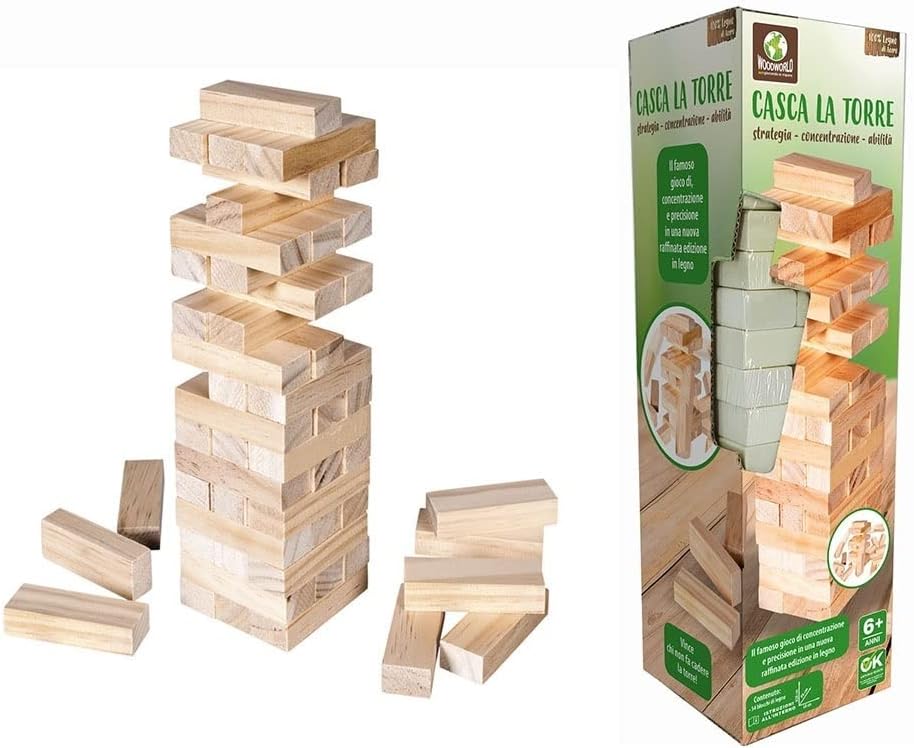 Gioco Torre in Legno Torre Magica Torre Equilibrio Legno 54 pezzi, gioco di abilità con 54 ...