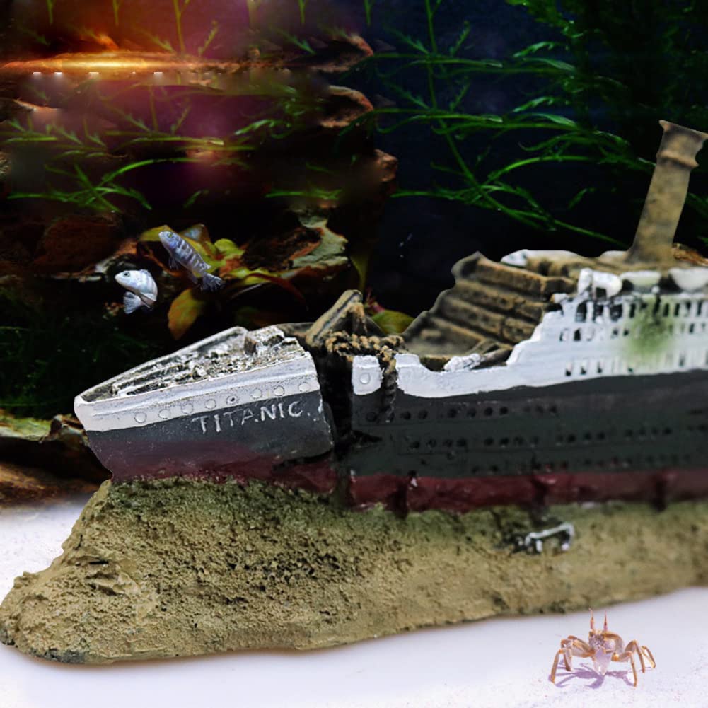 Snapklik.com : Aquarium Ship Wreck Decorations Resin Titanic Lost ...
