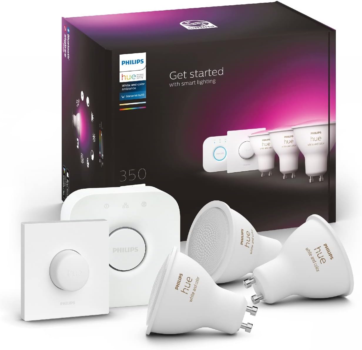 Philips Hue White And Color Ambiance Starter Kit, 3 Faretti Smart, Con ...