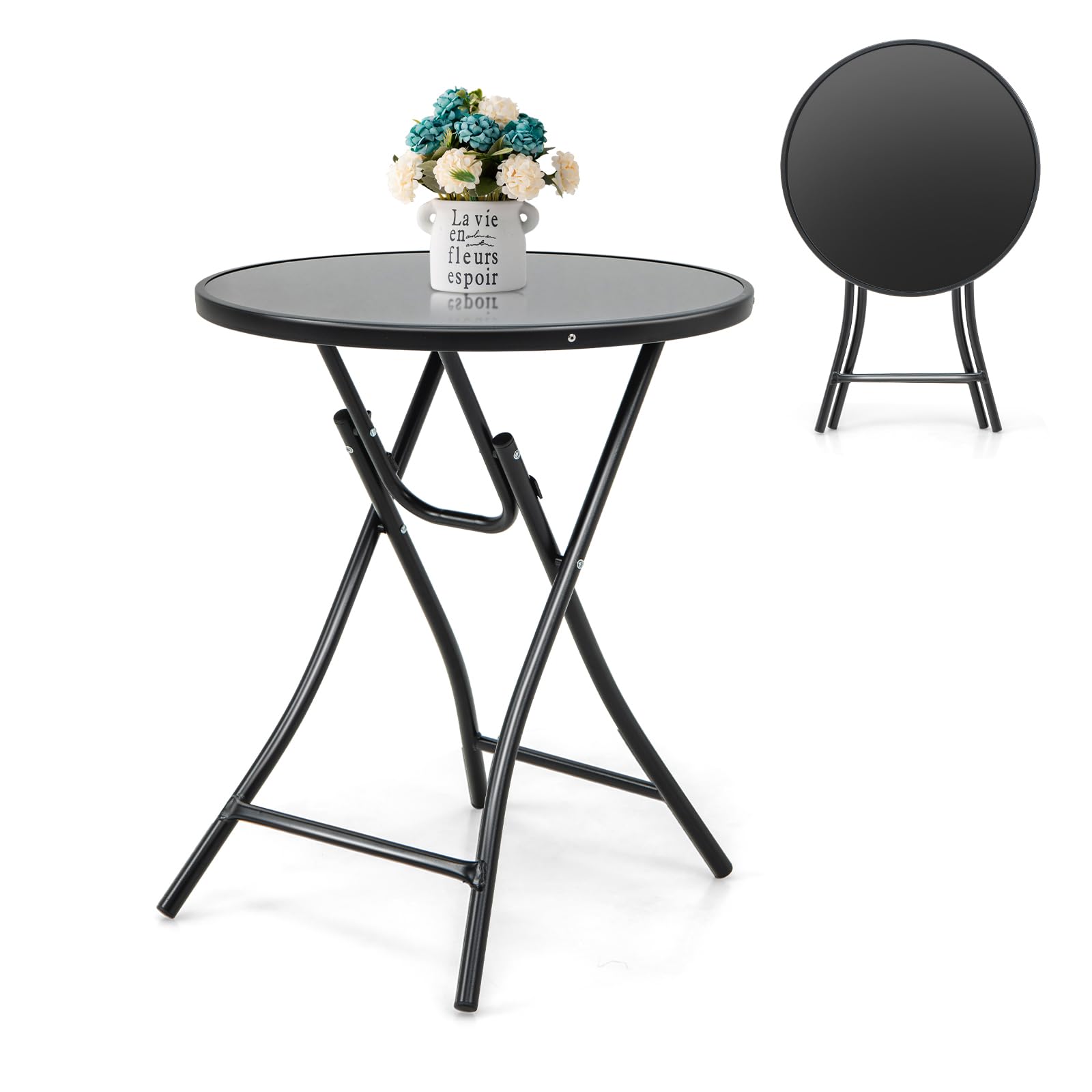 Amazon.com: Tangkula 23 Inches Round Folding Table, Outdoor Patio ...