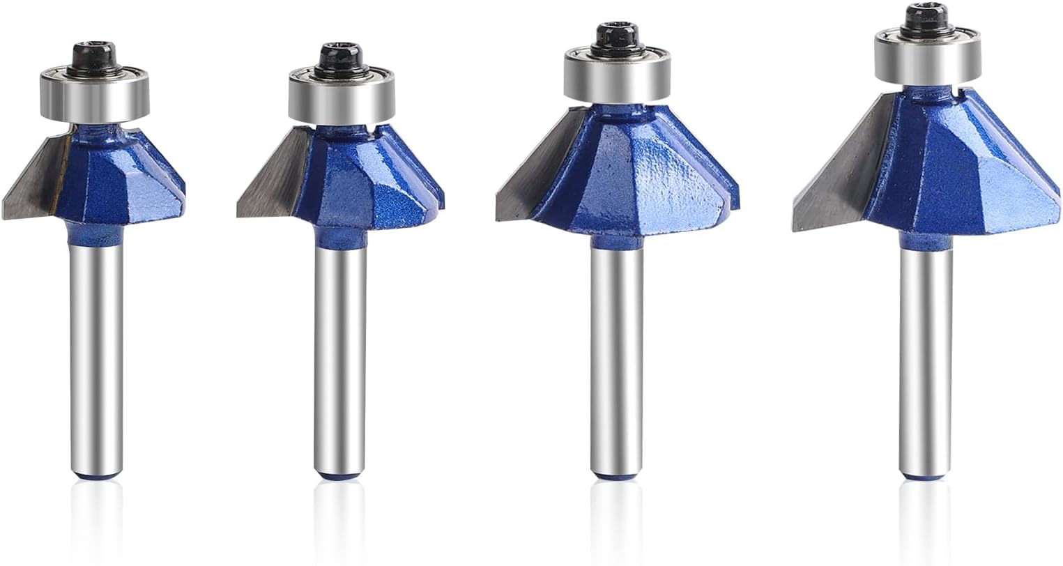 uxcell Router Bit 3/4 Inch Cutting Diameter 1/4" Shank Round Over ...