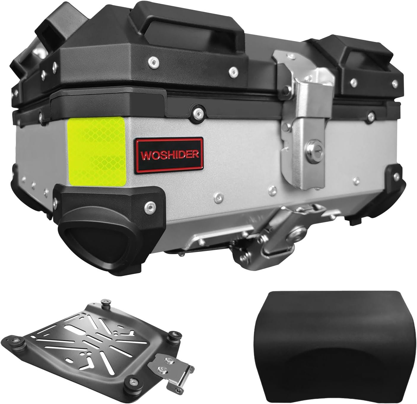 Amazon.com: WoshiDer Motorcycle Top Case, 25 Liter Silver Aluminum ...