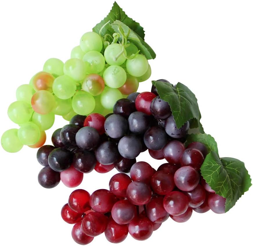 Amazon.com: Halloluck 3 Bunches Artificial Grape Fake Grapes with Vines ...
