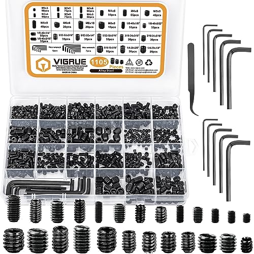 Amazon: 1105PCS 25 Sizes Metric & SAE Set Screw Assortment Kit Internal ...