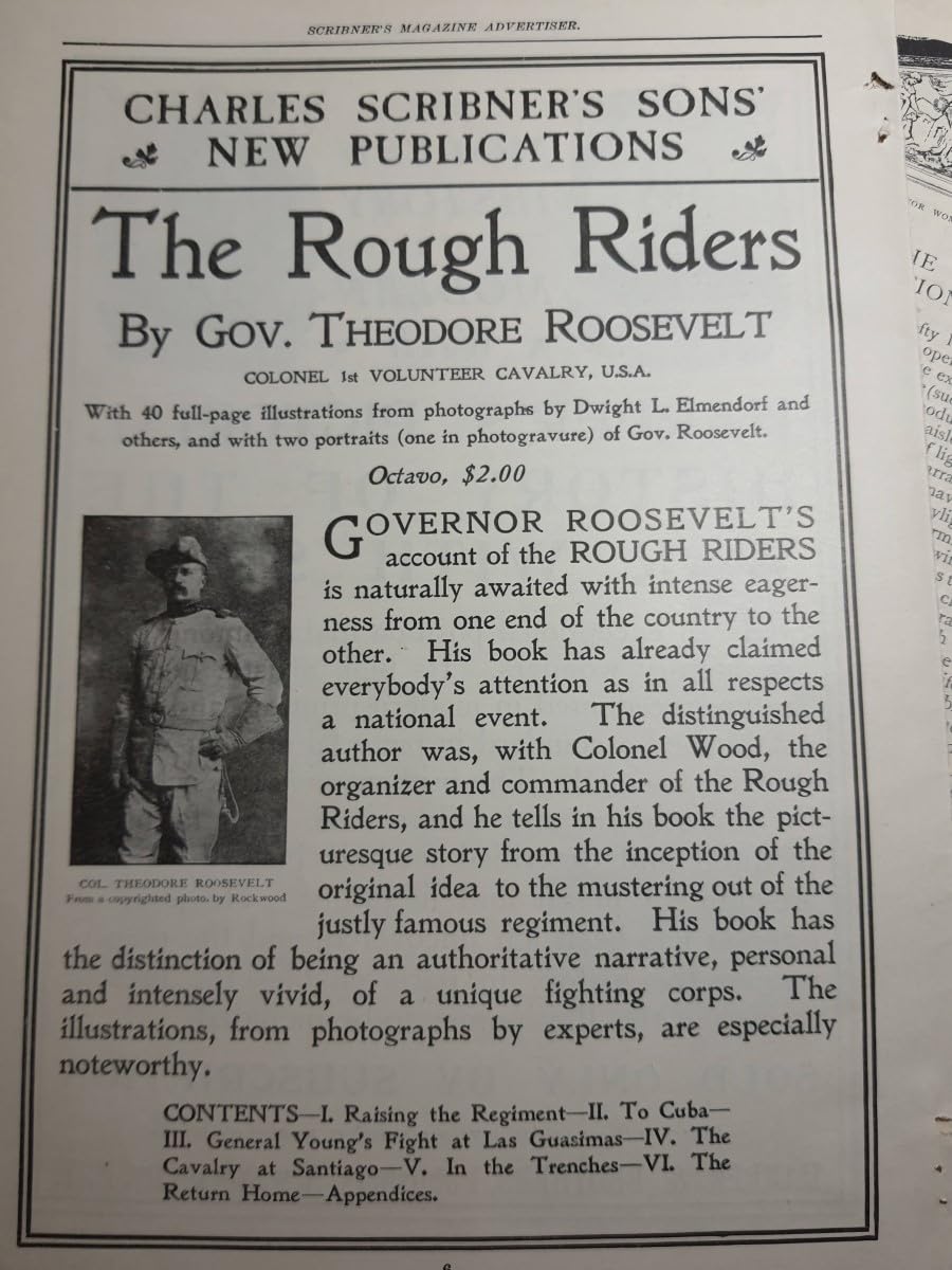 Advertisements: the Rough Riders by Gov. Theodore Roosevelt A One-Page ...