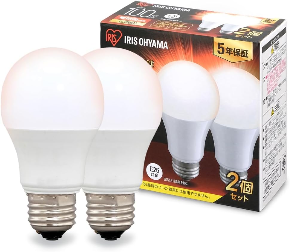 Amazon | 【E26】アイリスオーヤマ LED電球 60W形相当 昼白色 口金直径26mm 広配光 2個パック 密閉器具対応 LDA7N-G-6T62P | アイリスオーヤマ(IRIS ...