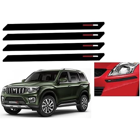 Auto Addict Car Bumper Protector Guard (Black,Red,4Pcs) for Mahindra ...