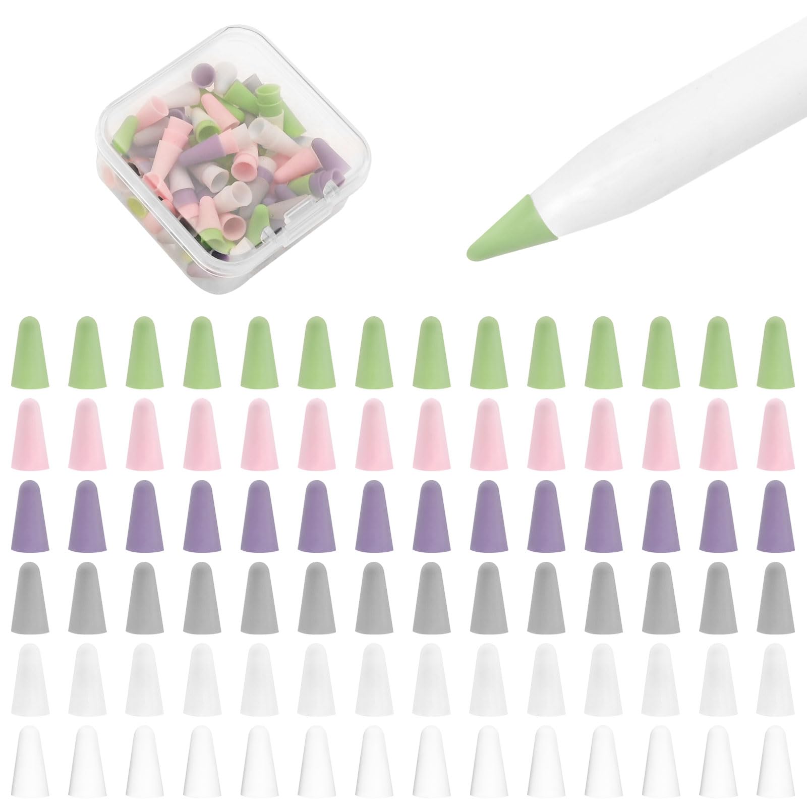 Amazon.com: 100 pcs Silicone Nib Sleeves Compatible with Apple Pencil ...