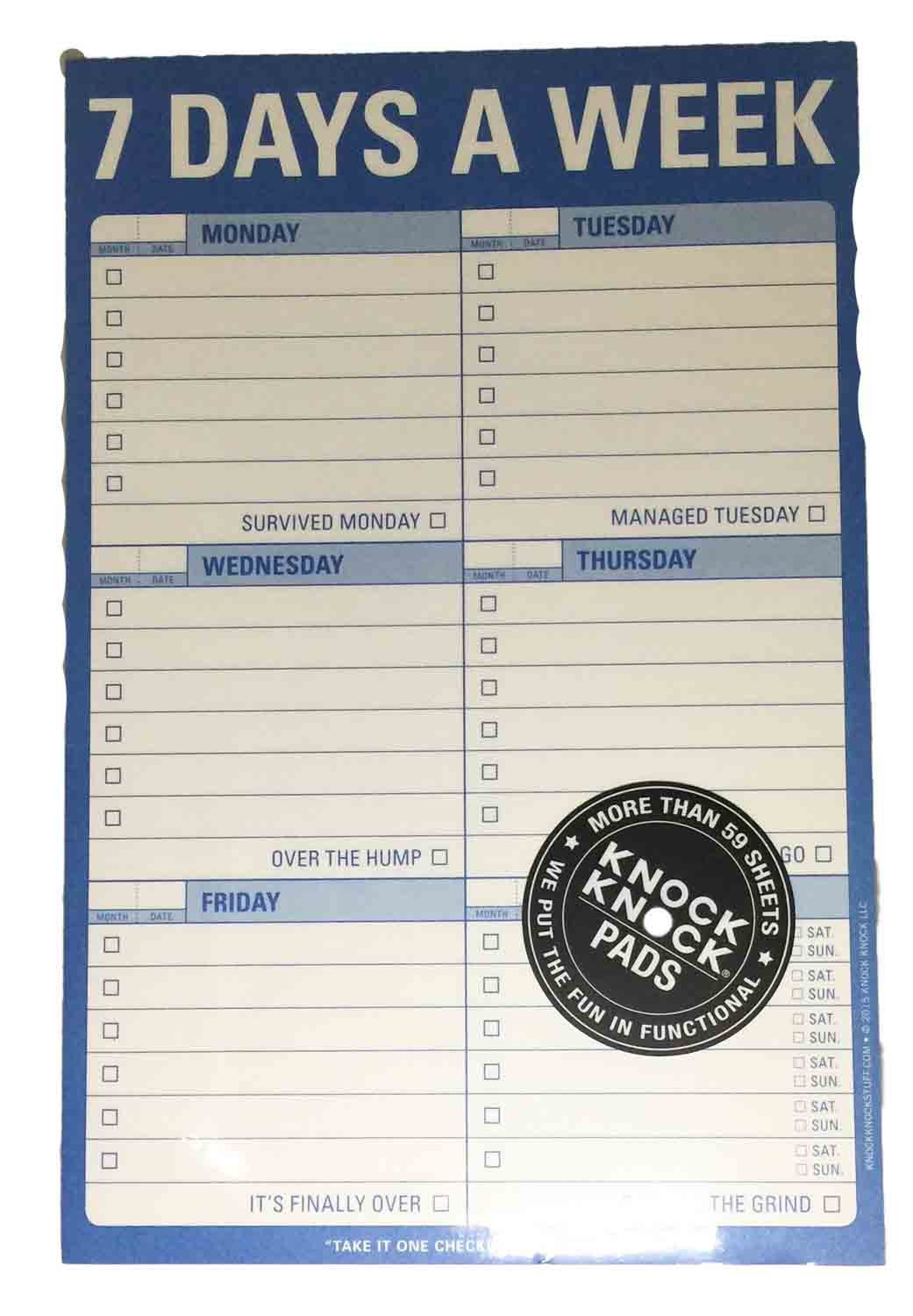 Knock Knock 7 Days A Week Notepad (Blue) : Amazon.co.uk: Stationery ...