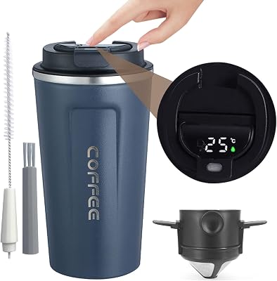 Amazon.com: Mosdos Insulated Travel Coffee Mug-Spill Proof 14oz ...